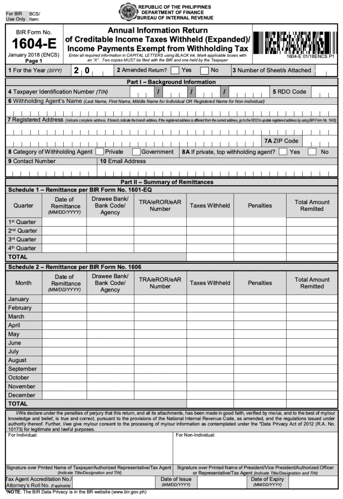 Form 1604-E