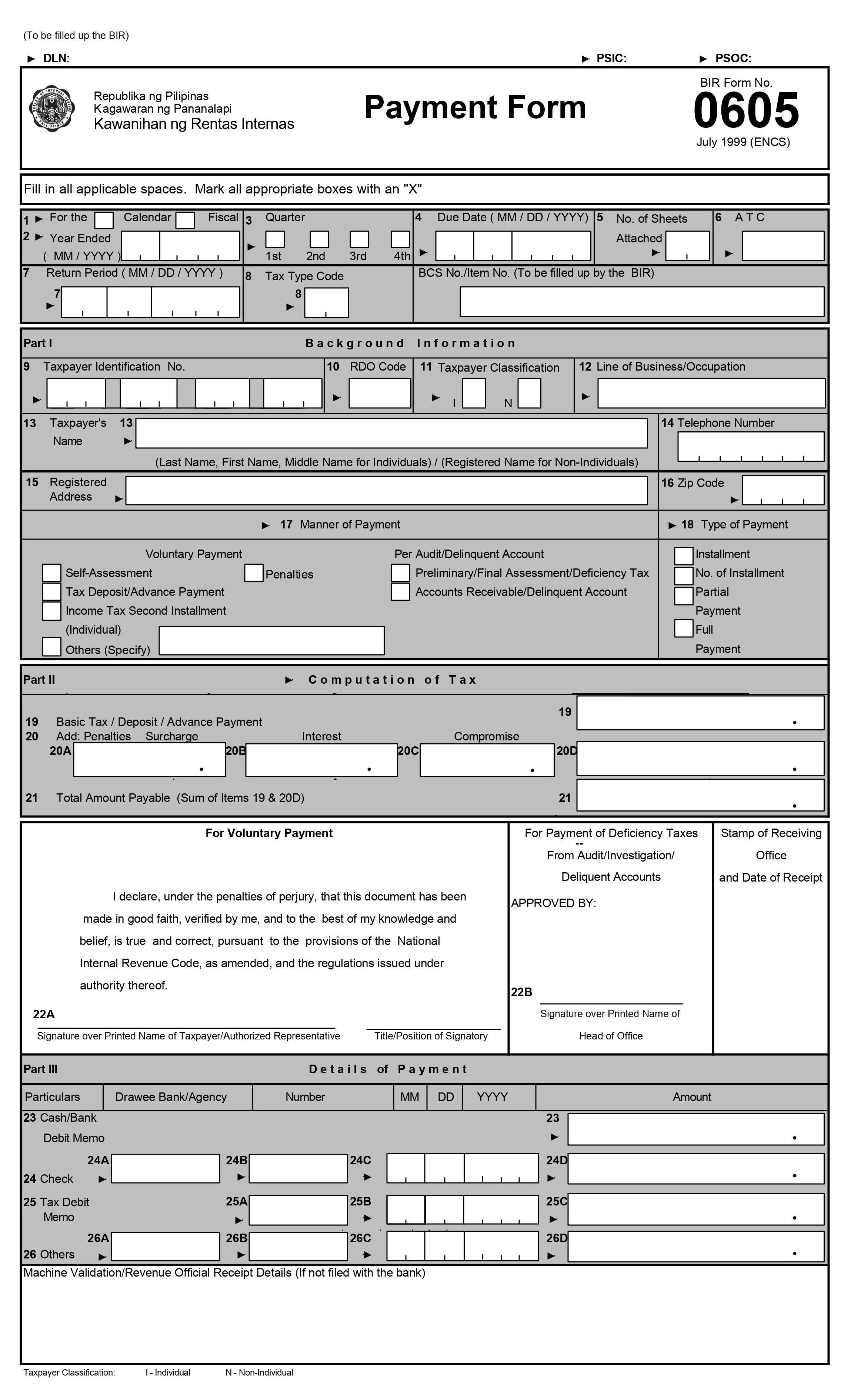 Form 0605 Form 0605