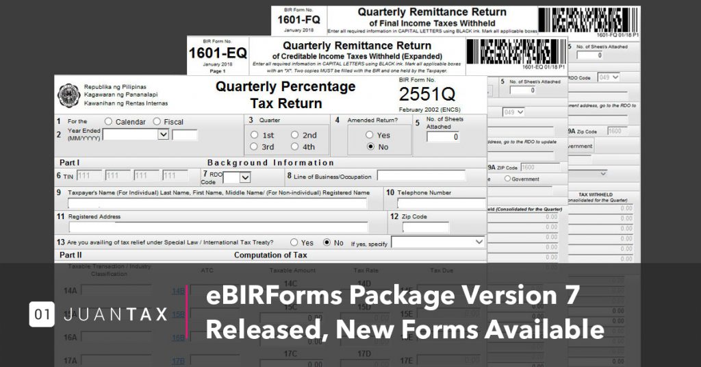 EBIRForms Package Version 7 Released, New Forms Available