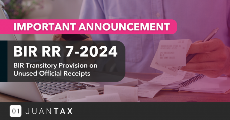 RR 7-2024: Transitory Provision on Unused Official Receipts